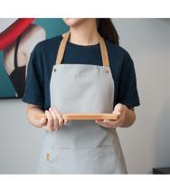 China Black Blue Green Customized Logo Cotton Kitchen Apron Durable For Cooking Chef for sale