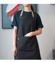 China Black Blue Green Customized Logo Cotton Kitchen Apron Durable For Cooking Chef for sale