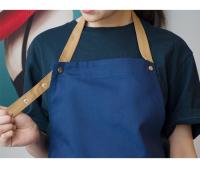 China Black Blue Green Customized Logo Cotton Kitchen Apron Durable For Cooking Chef for sale