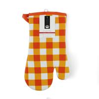 China Blue Check Print Canvas Poly Cotton Cheap Custom Microwave Glove Oven Mitt for sale
