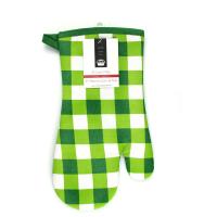 China Blue Check Print Canvas Poly Cotton Cheap Custom Microwave Glove Oven Mitt for sale