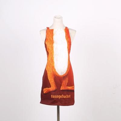 China Digital Printed Apron Cute Animal Fox Pinafore For Kitchen Baking Cooking for sale