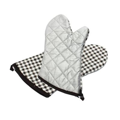 China Silver Coating Cotton Cloth Oven Gloves Double Faced Heat Resistant For Baking for sale