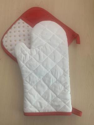 China Heat Resistant Quilted Pot Holder and Oven Mitts 100% Organic Cotton Kitchen for sale