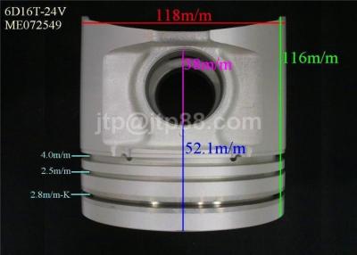 China Mitsubishi Engine Parts 6D16T Diesel Engine Parts Piston ME072549 for sale