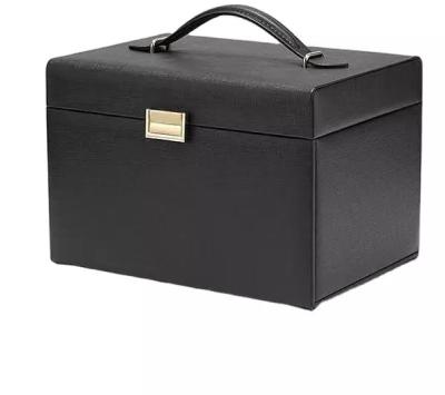 China Custom Faux Leather Jewelry Box 25.5cm Full Color Printed Organizer for Women for sale