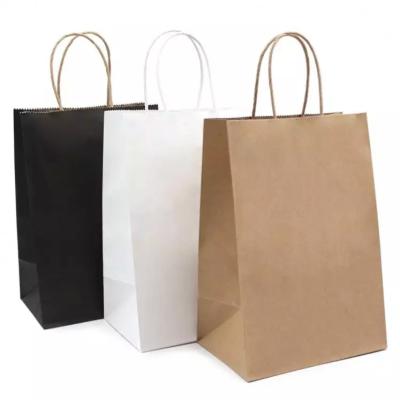 China Custom Printed Kraft Paper Carrier Bags 1000pcs MOQ Matt Lamination Recyclable Takeaway Shopping for sale