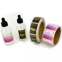 China Custom Gold Foil Self Adhesive Sticker Cosmetic Label for Glass Drip Bottle 2x2 inch for sale