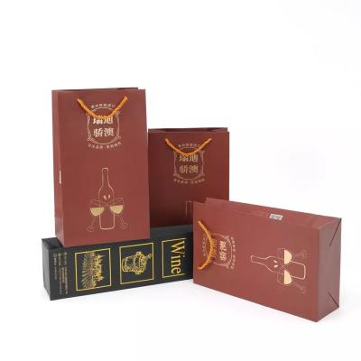 China Custom Recyclable Paper Tote Bags with Logo for Wine Gift Packaging 1000 PCS MOQ for sale