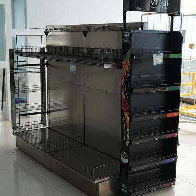 China Gondola Supermarket Shelf Display Grocery Shelf Matt Black Double Side for sale