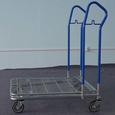 China Folding Shopping Trolley With Wheels , Metal Shopping Cart BSCI Certification for sale