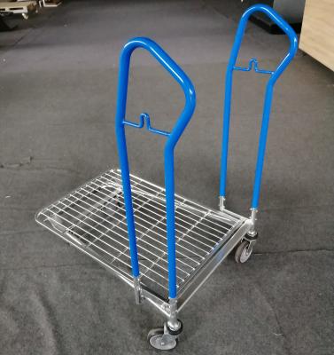 China Four Wheel Custom Display Racks Platform Hand Trolley With Different Size for sale