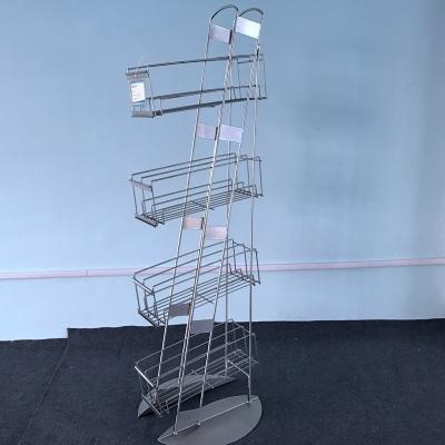 China 4 Layers Floor Stand Metal Display Rack Powder Coating Finishing 40GP for sale