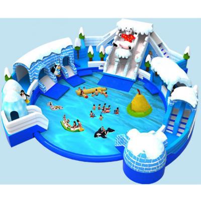 China Large Water Theme Park Inflatable Amusement Equipment with 0.9mm PVC Construction for 15-25 Children Capacity for sale