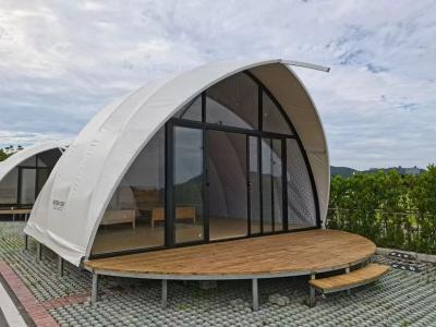 China 5m x 9m Glamping Tent for 5-8 People PVC Blackout Fabric Waterproof UPF 50+ for sale