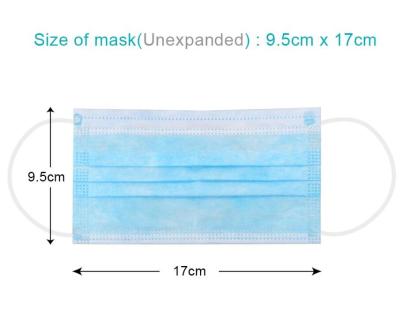 China 17.5 * 9.5cm 3 Ply Disposable Gb2626-2006 Breathable Medical Face Mask For Adults for sale