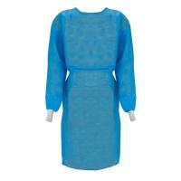 China Bacterial Proof Blue Elastic Cuff Hospitals Fluid Repellent Gowns for sale