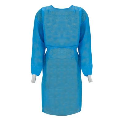 China Bacterial Proof Blue Elastic Cuff Hospitals Fluid Repellent Gowns for sale