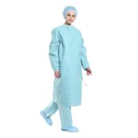 China Prevent Liquid Penetration Knitted Cuff 15gram Non Woven Disposable Gown for sale