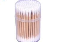 China Make Up Medical Cotton Swabs With Double Head and Wooden Plastic Stick for sale
