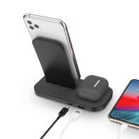 China 10w 7.5w Qi Wireless Charger Stand Iphone Iwatch Airpod Charging Station W26 for sale