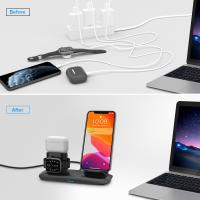 China CE 15w Qi Wireless Charger Stand Iphone Iwatch Airpods 3 In 1 Wireless Charger W27 for sale