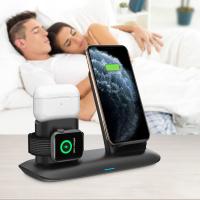 China CE 15w Qi Wireless Charger Stand Iphone Iwatch Airpods 3 In 1 Wireless Charger W27 for sale