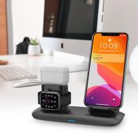 China CE 15w Qi Wireless Charger Stand Iphone Iwatch Airpods 3 In 1 Wireless Charger W27 for sale