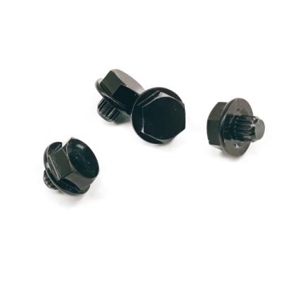 China Grade 8.8 Electrophoresis Fasteners Black Hex Hub Screws 17.0mm Flange Diameter for sale