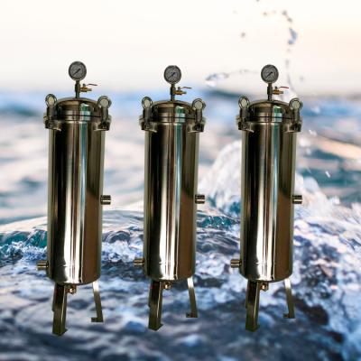 China 304 Stainless Steel 5 Cartridge Filter Housing 10 Inch with Flange High Flow for sale