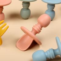 China Matched Color 100% Silicone Fork And Spoon Set BPA Free 2pcs for sale