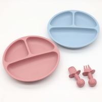 China Children Non Slip Safety Rubber Silicone Divided Plate With Suction for sale