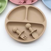 China Children Non Slip Safety Rubber Silicone Divided Plate With Suction for sale