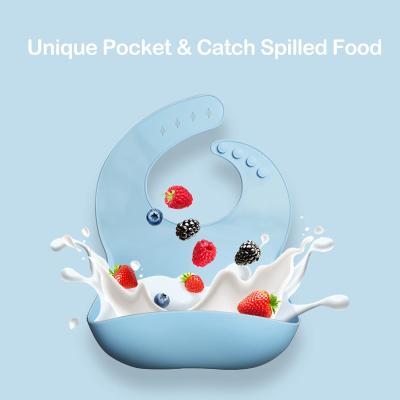 China Boiling Water Safe Dust Proof Baby Feeding Silicone Apron Sturdy Allergy Friendly for sale