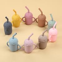 China Leakproof Lid Silicone Straw Cup Double Handle 5oz Kids For Baby Over 6 Month for sale