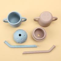 China Leakproof Lid Silicone Straw Cup Double Handle 5oz Kids For Baby Over 6 Month for sale