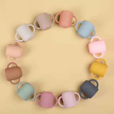 China Organic Toddler Silicone Training Cup 11*6*8cm Unbreakable Silicone Drinking Cups for sale