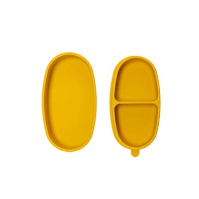 China Baby Training Divided Suction Silicone Lunch Box Sage Color Silicone Snack Box for sale