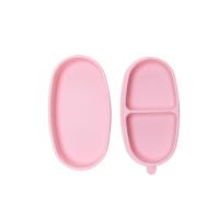 China Baby Training Divided Suction Silicone Lunch Box Sage Color Silicone Snack Box for sale
