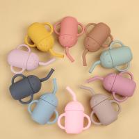 China Unbreakable Silicone Baby Cup Nitrosamine Free Silicone Cup With Straw And Handle for sale