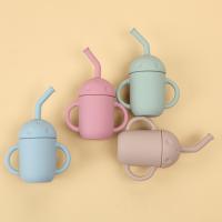 China Unbreakable Silicone Baby Cup Nitrosamine Free Silicone Cup With Straw And Handle for sale