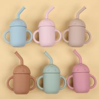 China Children Drinking Silicone Straw Cup Non Spill Learning Training Cup FDA for sale