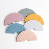China Custom BPA Free Baby Silicone Rainbow Teether Toys 9.2*4.5*0.7cm for sale