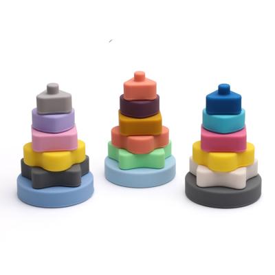 China CE Educational Silicone Stacking Toys Creative Building Blocks SGS For Kids for sale