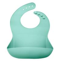 China OEM Custom Adjustable Length Silicone Baby Bib With Food Catcher for sale