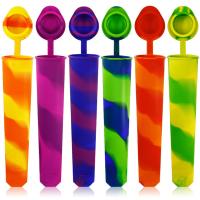 China Anti Lost Lid Silicone Ice Pop Maker DIY Reusable Popsicle Molds for sale
