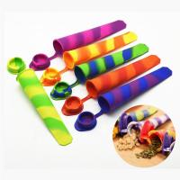China 6 Pcs Multicolored Silicone Ice Mold 7.5*1.6in ice pole moulds With Attached Lids for sale