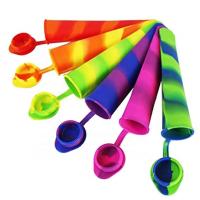 China 6 Pcs Multicolored Silicone Ice Mold 7.5*1.6in ice pole moulds With Attached Lids for sale