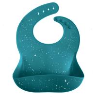 China LFGB Printed Pattern Silicone Catcher Bib Personalized Silicone Bib With Pocket for sale