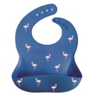 China LFGB Printed Pattern Silicone Catcher Bib Personalized Silicone Bib With Pocket for sale